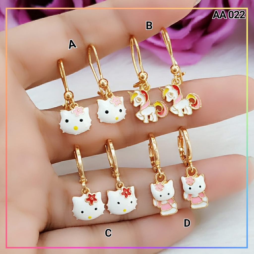 Jual AA 022 - Anting Anak Hrllo Kitty Bunga Merah Perhiasan Lapis Emas Gold Anting Balita Xuping ...