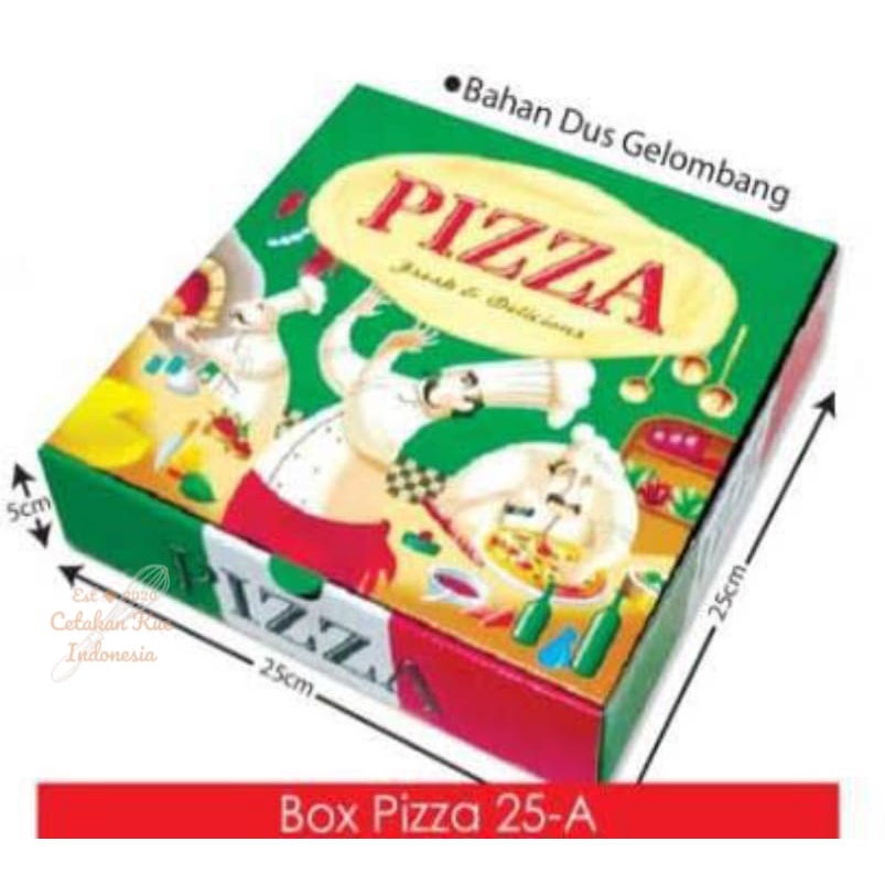 Jual {CKI} Box Pizza 25X25X5 | Dus Pizza Full Color | Dus Motif Merah ...