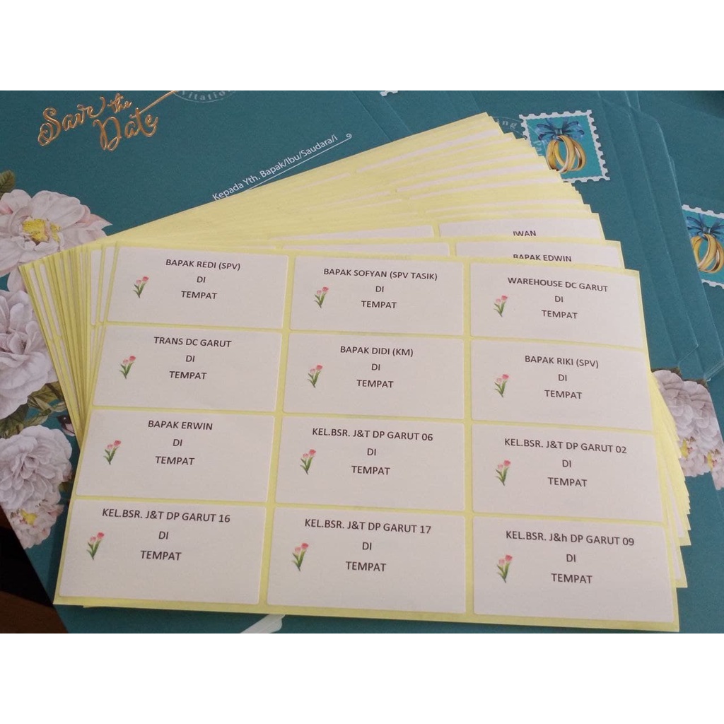 Jual Cetak/ Print Label Nama Undangan 103 polos atau motif / Proses 1 ...