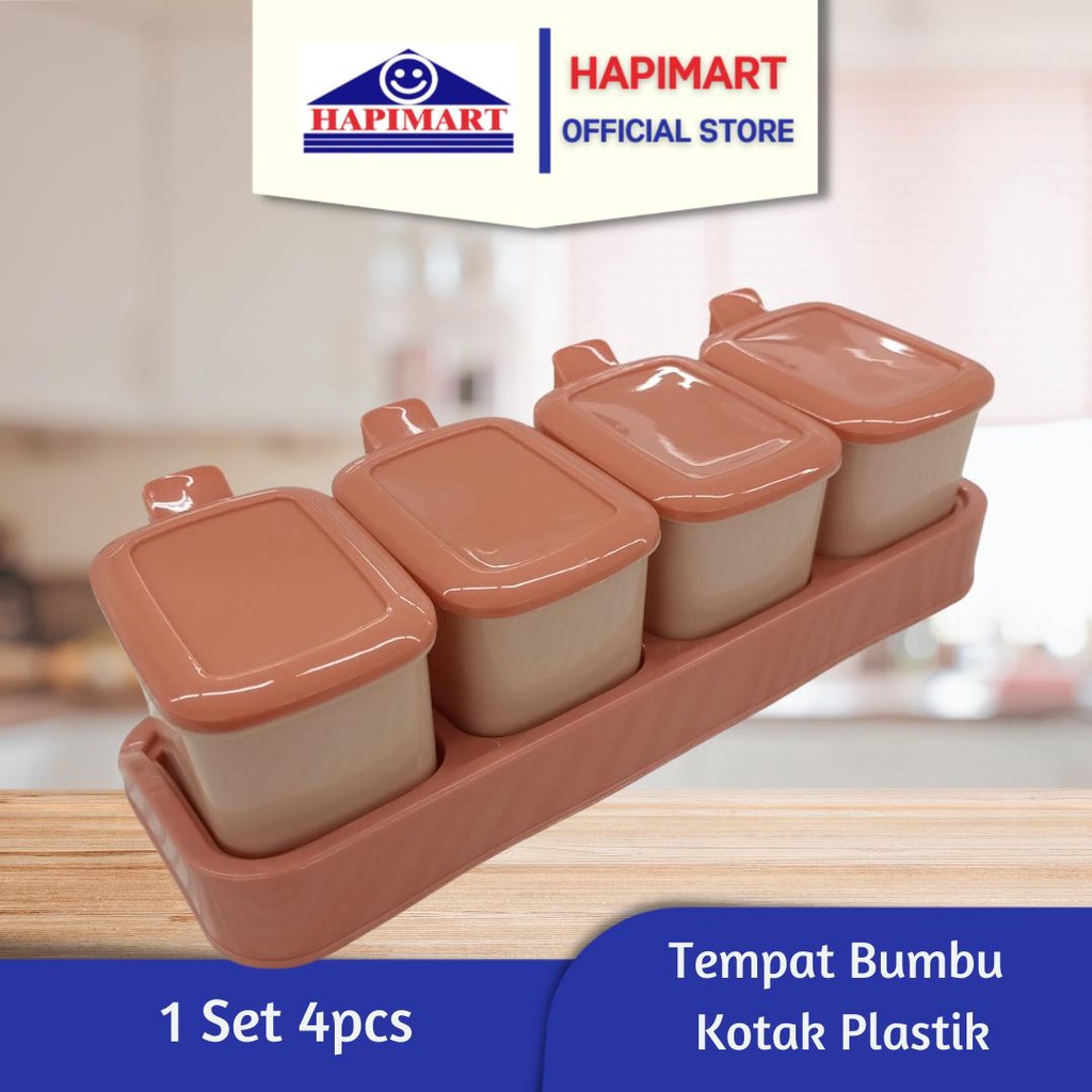 Jual Tempat Bumbu Dapur Garam Gula Lada Set 4 in 1 Wadah Plastik ...