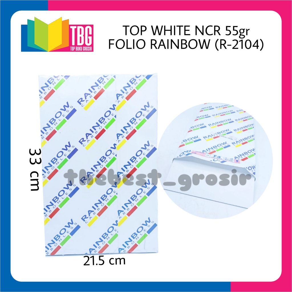 Jual 1 Rim 500 Lembar Kertas Top White Ncr 55gr Folio Rainbow