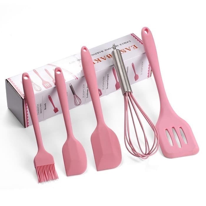 Jual (COD) SET SPATULA KUE / Baking Props 5 Piece Kocokan Telur ...