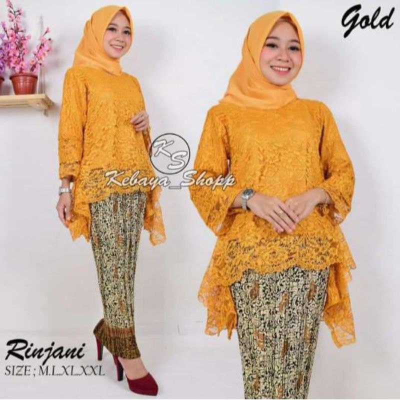 Jual COD Setelan Kebaya Brokat Bianca Rinjani Terbaru Plus Rok Plisket ...