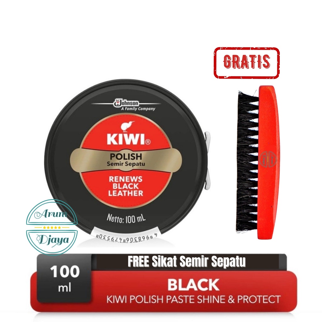 Jual Kiwi Semir Sepatu Hitam - Kiwi Paste SP Shoe Polish Black 100mL FREE Sikat Semir | Shopee ...