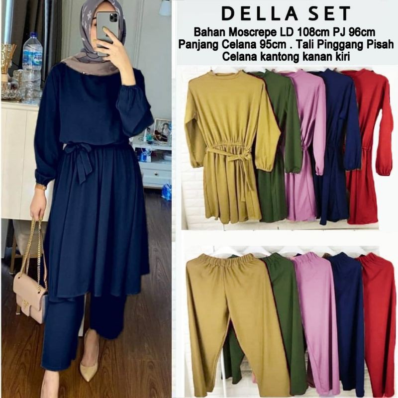 Jual Baju Setelan Wanita Dewasa Kekinian Import Terbaru 2020 Set us set della bahan moscrepe LD ...