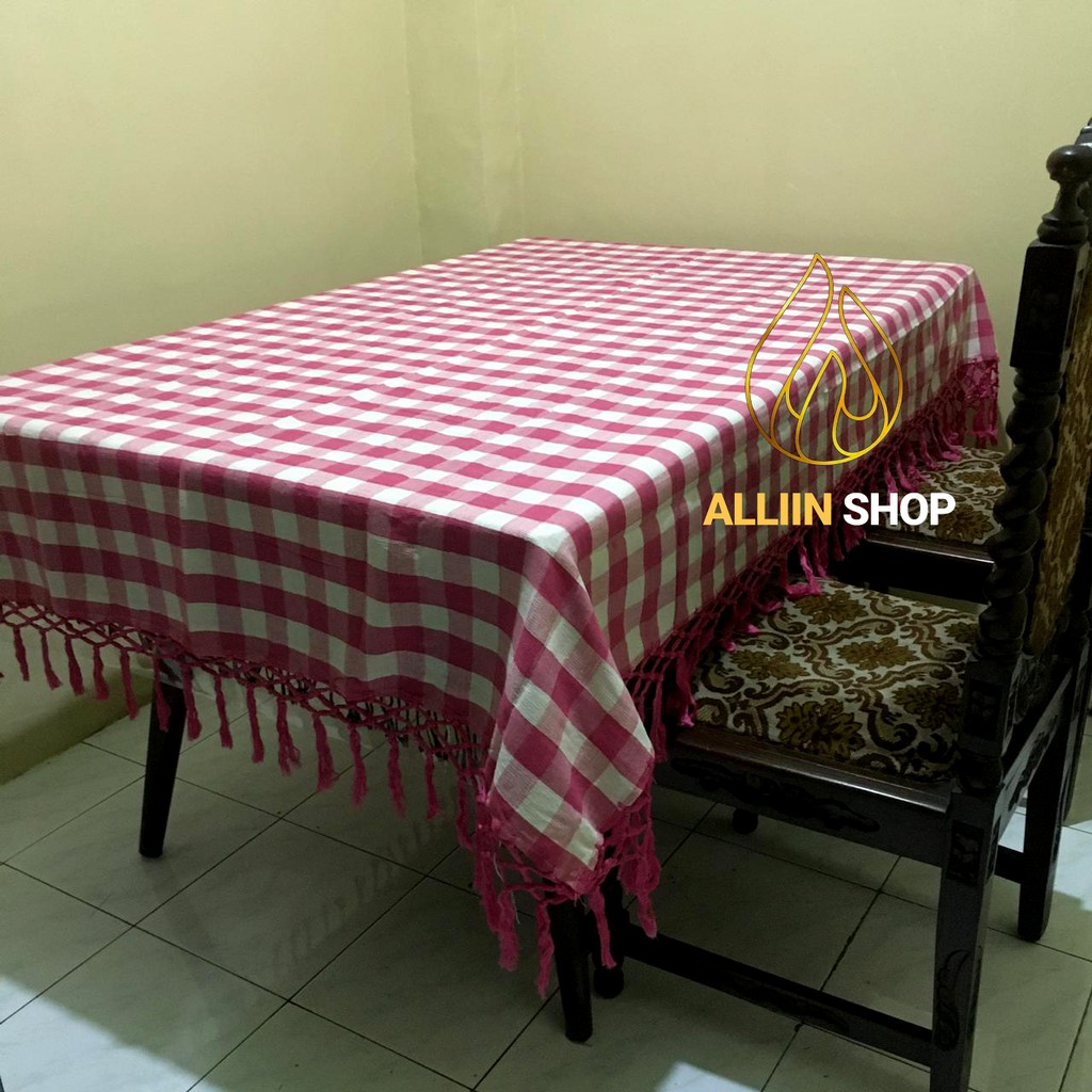 Jual TAPLAK MEJA MAKAN 6 KURSI UKURAN 200cm x 140cm TENUN RAJUT RUMBAI ...