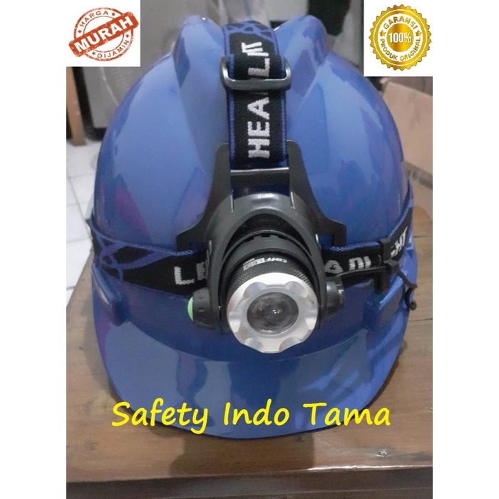 Jual Headlamp Senter Helm Kepala LED Cree Baterai 2 x 18650 + Charger ...