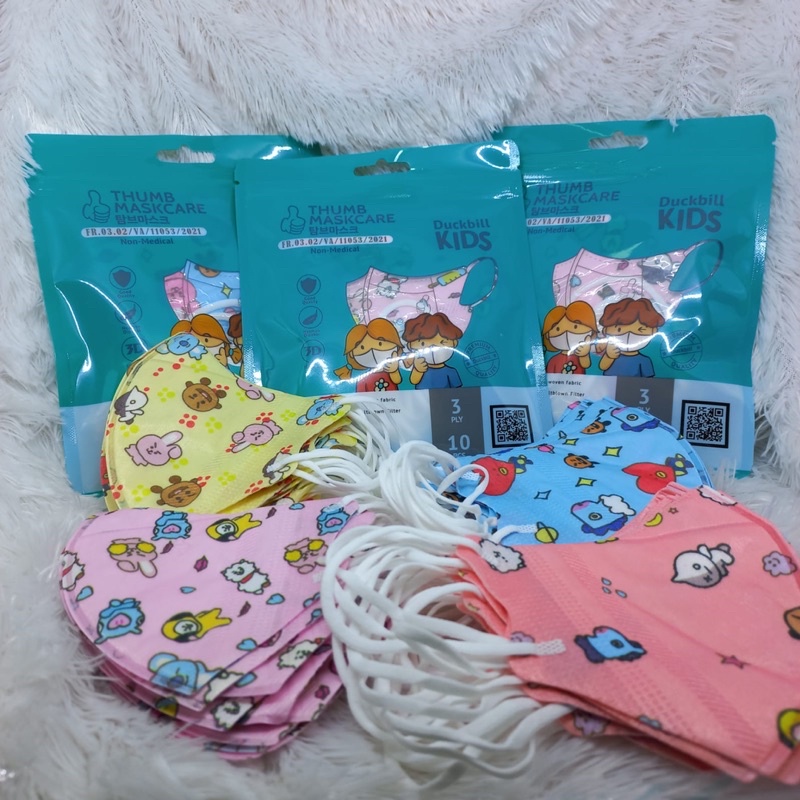 Jual Duckbill BT21 korea Army Anak Earloop kemenkes Kuping Karakter BTS ...