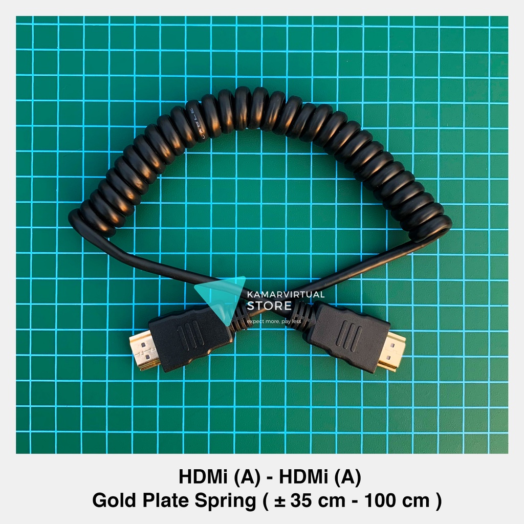 Jual HDMI to HDMI Spring Spiral Coil Cable Gold Plated 35 CM / 1,5 M ...