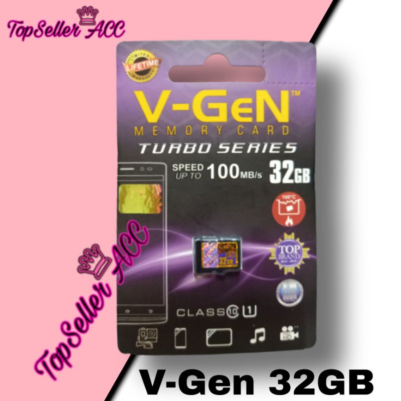 Jual micro SD card V-Gen 32GB class 10 speed 100mbps memory V-Gen 32gb ...
