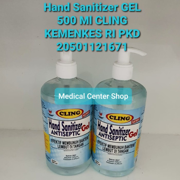 Jual Hand sanitizer gel 500 ml cling Antiseptic Gel Pump 500 ml ...