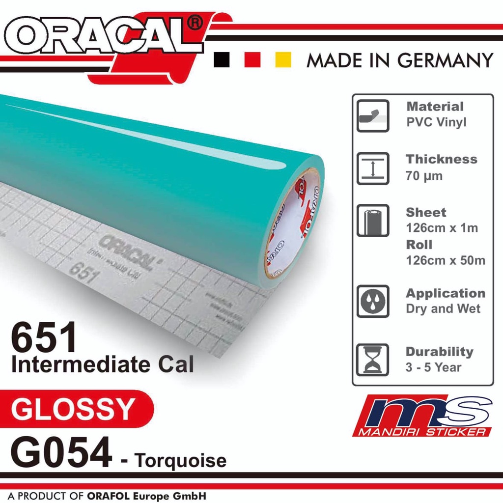 Jual Sticker ORACAL 651 - G054 Turquoise Gloss Cutting Stiker [METERAN ...