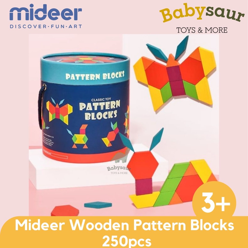 Jual Mideer Wooden Pattern Blocks 250 pcs Mainan Balok Kayu Pattern ...