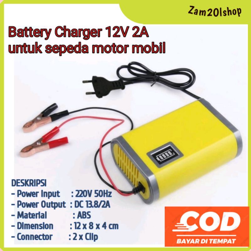 Jual Alat cas Aki motor mobil truck battery charger 12V 2A | Shopee ...
