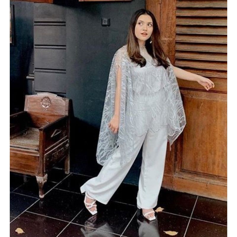 Jual Cape tile brokat outfit Kondangan modern / Setelan Outer Kondangan ...