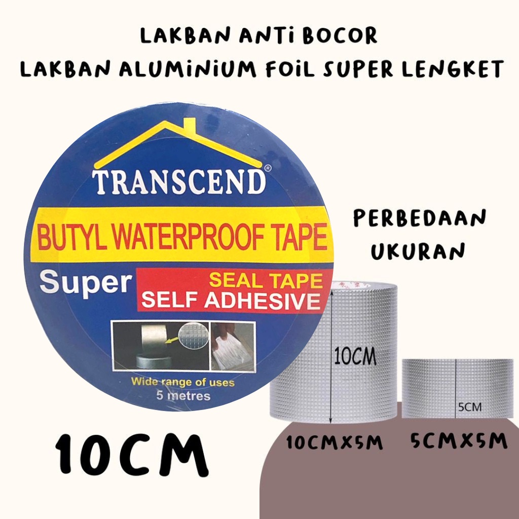 Jual Lakban Anti Bocor 10CMx5M Lem Anti Air Aluminium Foil Butyl Super Waterproof | Shopee Indonesia