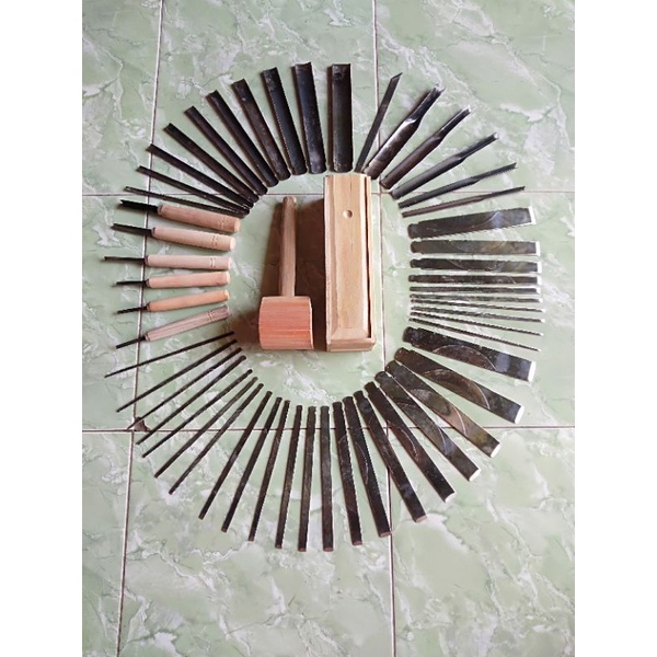 Jual Pahat Tatah Ukir Kayu Paket Lengkap Kualitas super | Shopee Indonesia