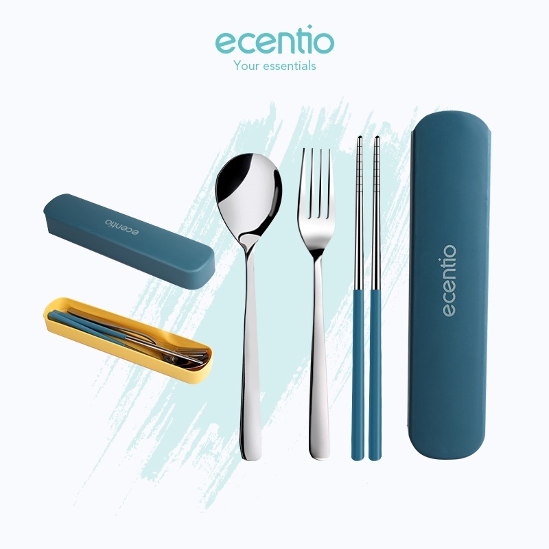 Jual ecentio Sendok set alat makan stainless steel cutlery set 2/3pcs ...