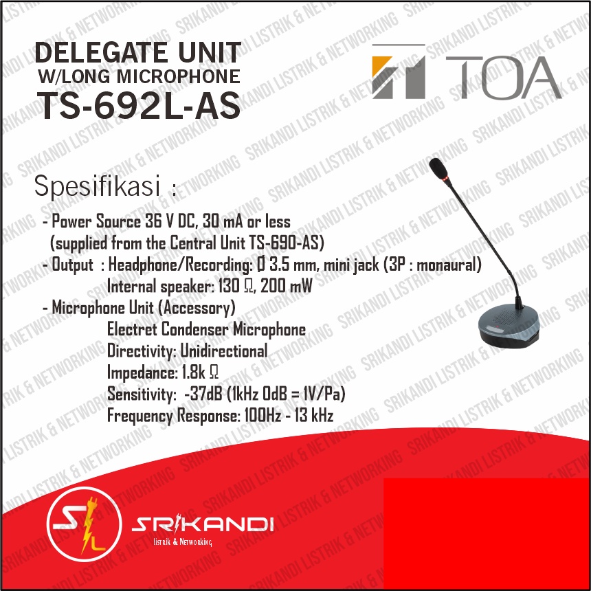 Jual TOA TS-692L-AS Delegate Unit with Long Microphone | Shopee Indonesia