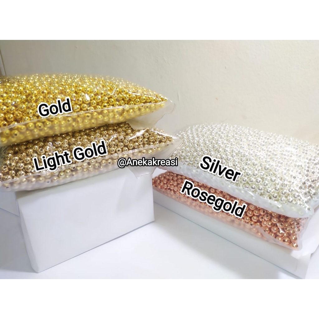 Jual Payet Mutiara Beads 8mm kw1 Jepang, 500 gr, Silver, Gold, Lt Gold ...