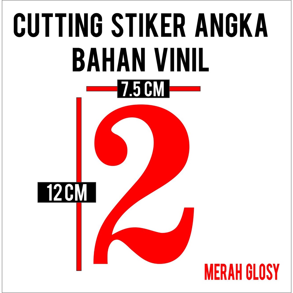 Jual stiker cutting angka tinggi 12 cm bahan vinil merah | Shopee Indonesia