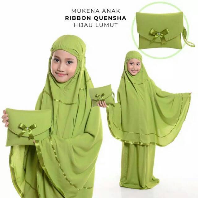 Jual OBRAL MUKENA ANAK RIBBON QUEENSHA WARNA TINGGAL HIJAU LUMUT ...