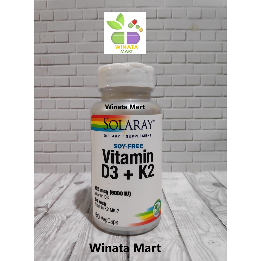 Jual Solaray Vitamin D3 K2 5000 IU isi 60 Kapsul Vitamin D Ori Vit D3 ...