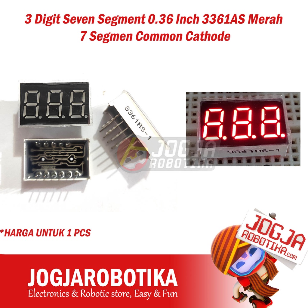 Jual 3 Digit Seven Segment 0.36 Inch 3361AS Merah 7 Segmen Common ...