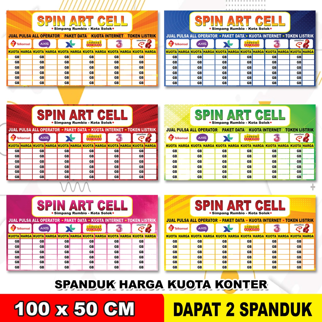 Jual SPANDUK BANNER KONTER DAFTAR HARGA KUOTA INTERNET MURAH | Shopee ...
