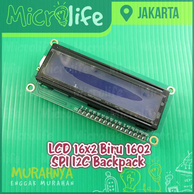 Jual LCD 16x2 Biru Blue 1602 SPI I2C Backpack | Shopee Indonesia