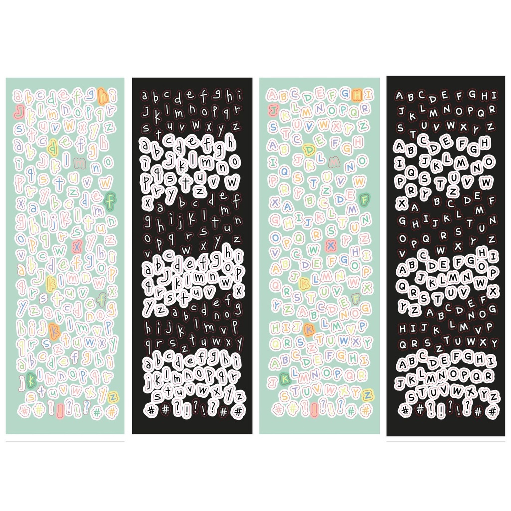 Jual 1 LEMBAR STIKER ALFABET HURUF COLOR SERIES ABSTRAK HIJAU HITAM ...