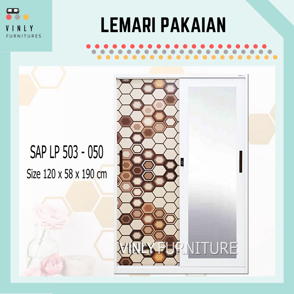 Jual Lemari / Lemari Pakaian / Lemari Pakaian 2 Pintu Sliding Besi 503-050 | Shopee Indonesia