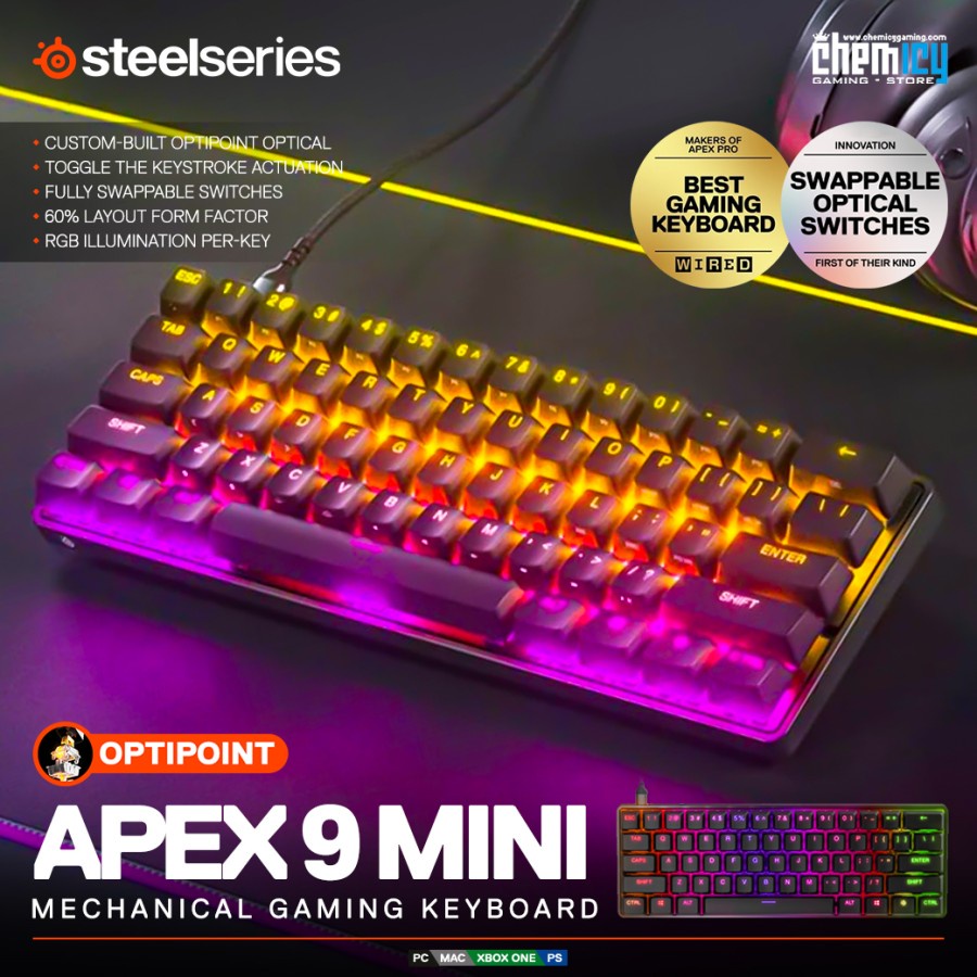 Jual Steelseries Apex 9 Mini 60% RGB Mechanical Gaming Keyboard | Shopee Indonesia