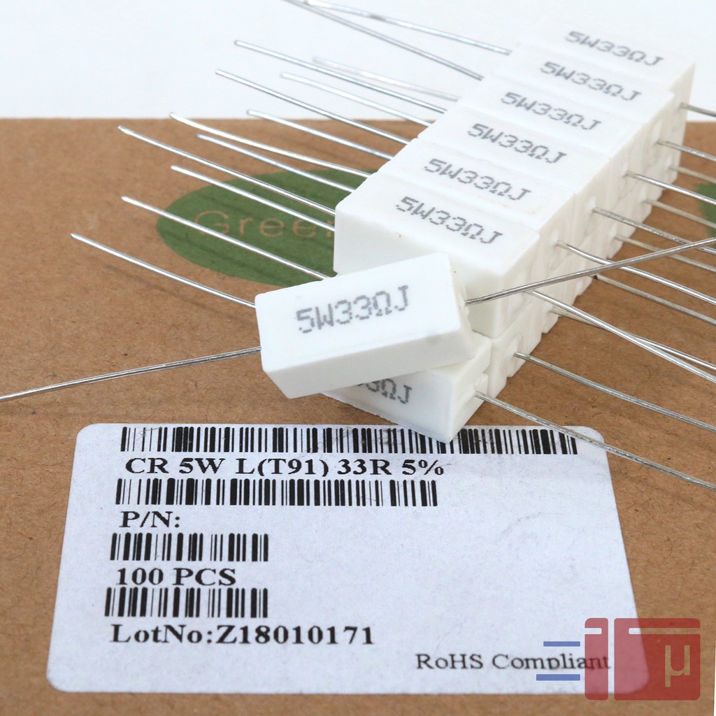 Jual Resistor Kapur 33R 33 Ohm 5W Taiwan Kaki Tembaga | Shopee Indonesia