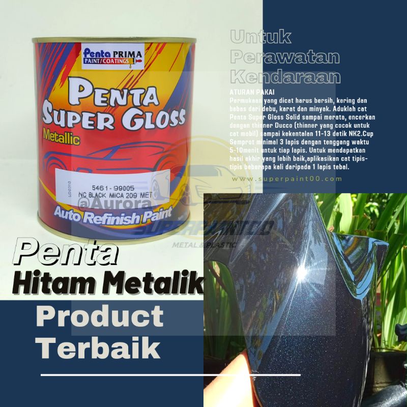 Jual Cat Penta Super Gloss NC Black Mica 209 Met 200ml Hitam Metalik ...