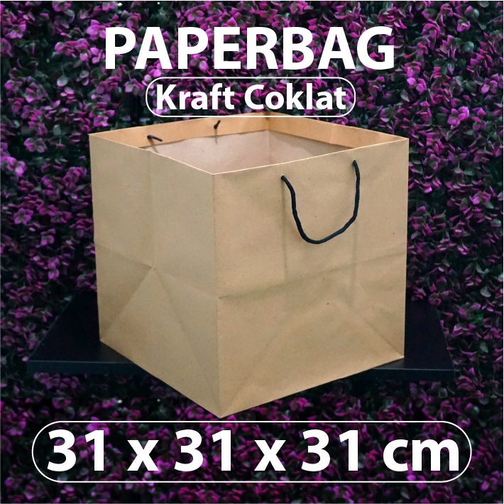 Jual Paper Bag 31 x 31 x 31 cm - Kraft Coklat - Tali Hitam | Shopee ...