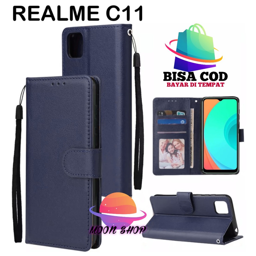 Jual REALME C11 LEATHER CASE PREMIUM-FLIP WALLET CASE KULIT UNTUK ...