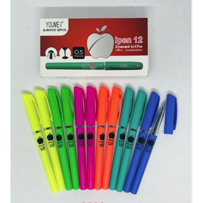 Jual (12pcs) Pulpen Gel Apel / Pen Ipen Murah / Bolpen Apple 0.5mm ...