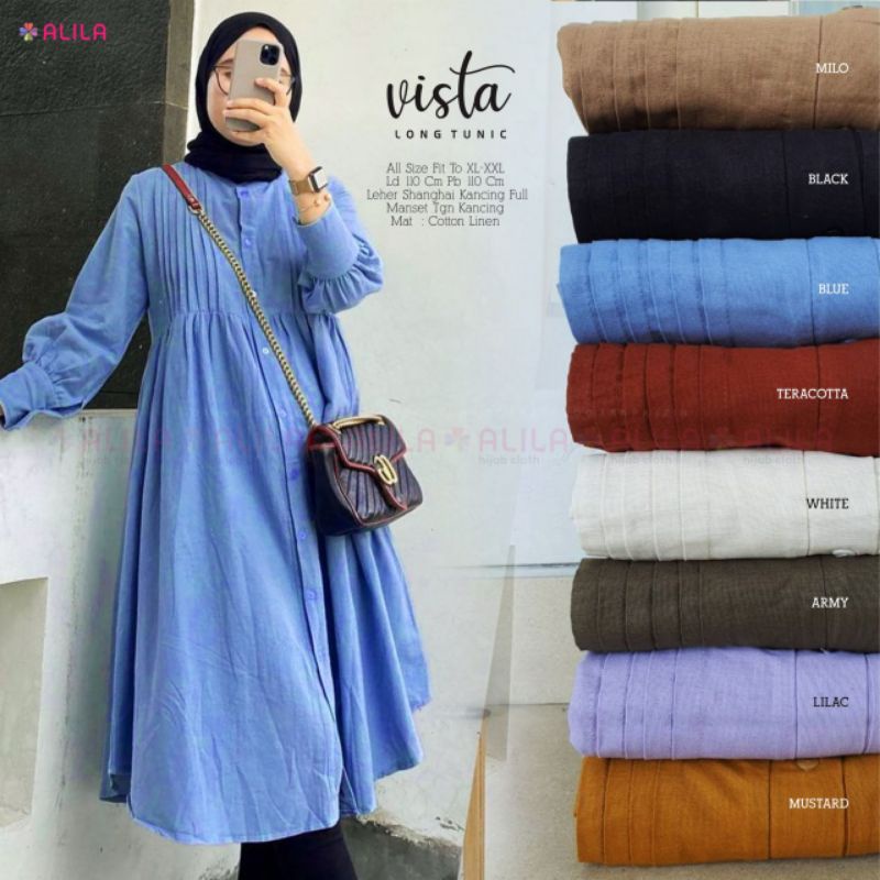 Jual Vista Long Tunik Bahan Cotton Linen Import Ori Berlabel ALILA/Long ...