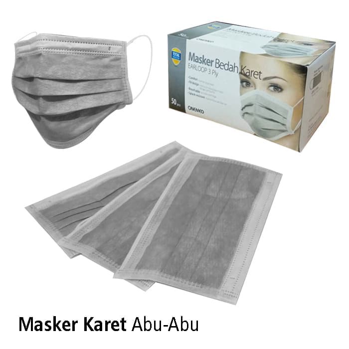 Jual Masker Karet Abu-abu OneMed box isi 50 pcs | Shopee Indonesia