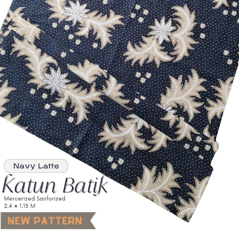 Jual Kain Katun Batik Sanforizied motif daun jahe Navy Lette | Shopee ...