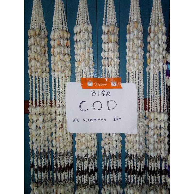 Jual Tirai pintu cantik dari kerang putih 10 untai 160 cm | Shopee ...