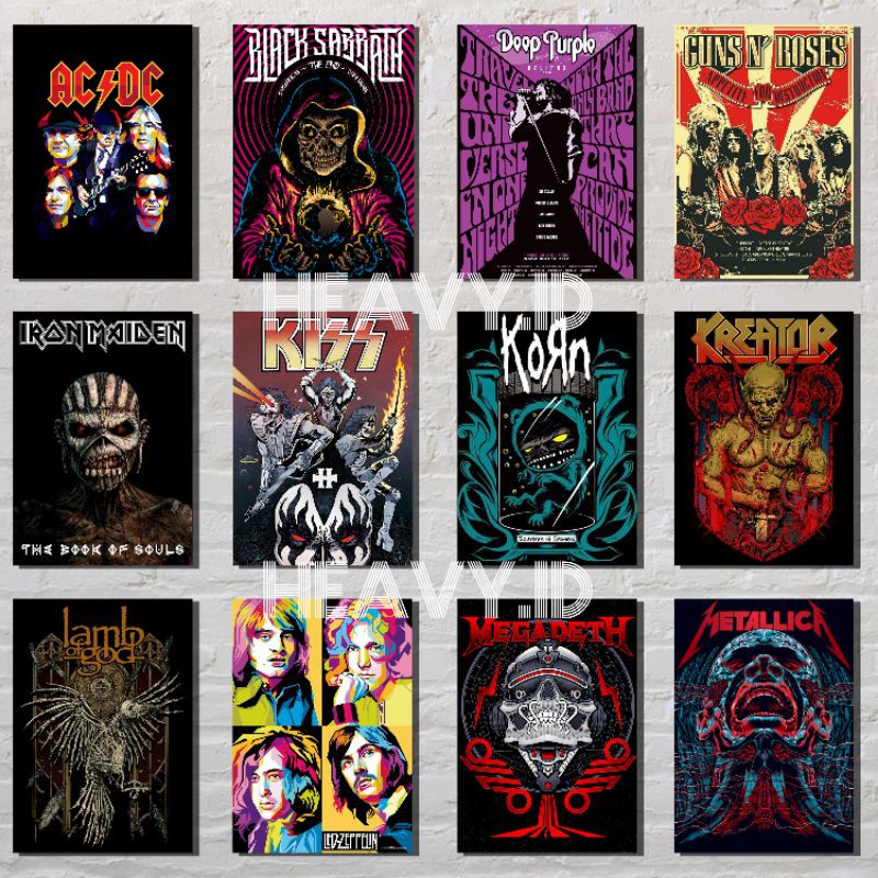 Jual POSTER BAND ROCK METAL A3 (ACDC, Metallica, Iron Maiden, Megadeth ...