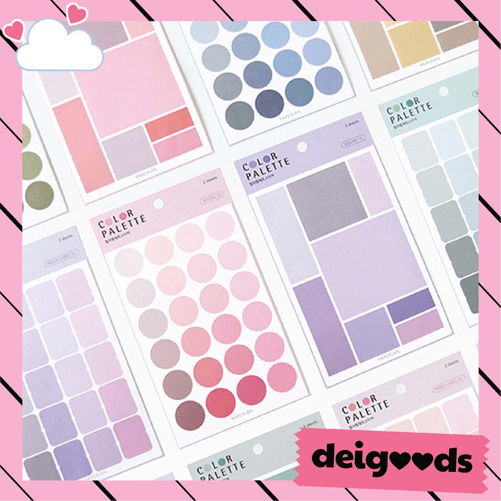 Jual DEIGOODS 4 Lembar Stiker COLOR PALETTE Sticker DIY Planner ...