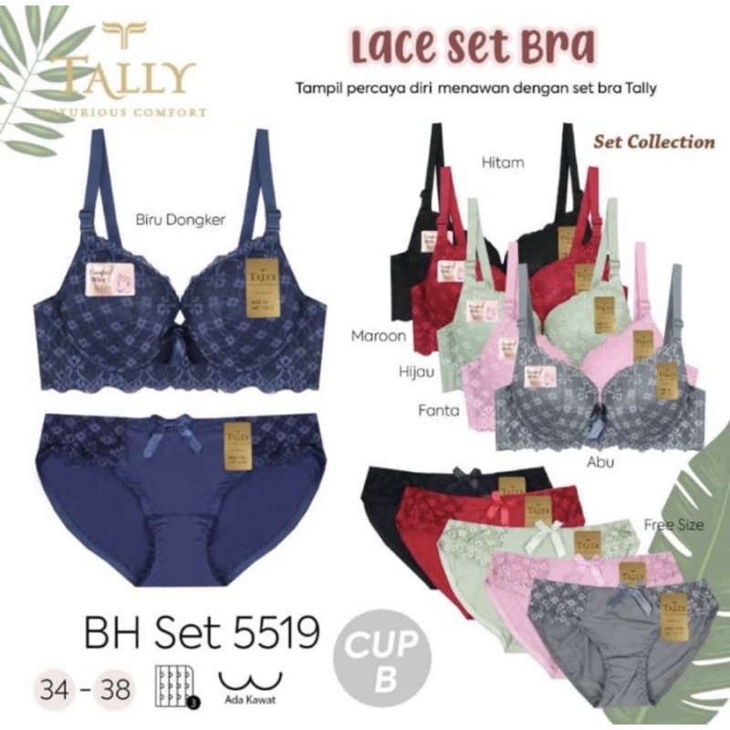 Jual BH set | Bra + Cd TALLY 5519 pakai kawat dan busa tipis | Shopee ...