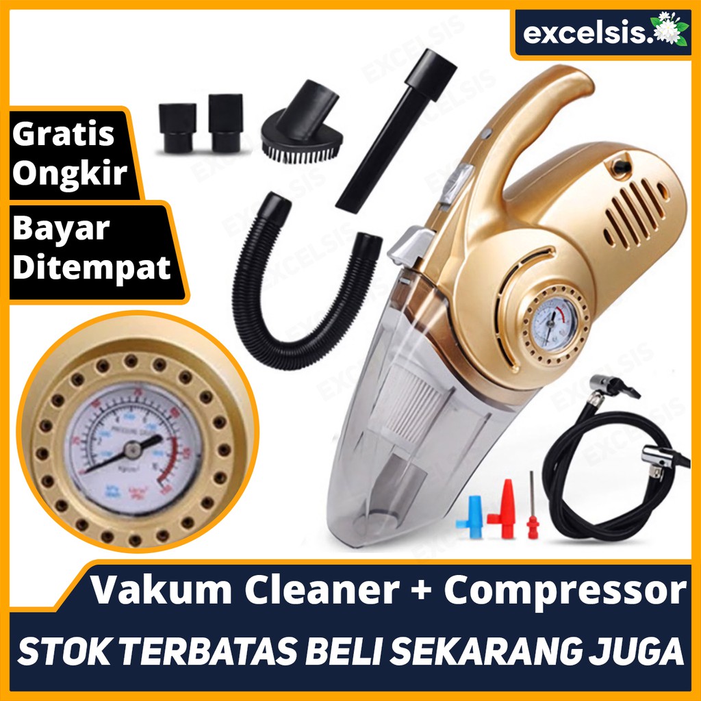 Jual Vakum Cleaner + Compressor Mobil 120W 4In1 Premium Multifungsi ...