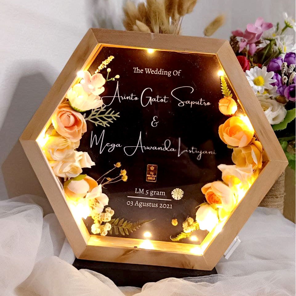 Jual Mahar Pernikahan Double Flower Frame 3D - Mahar Nikah Bunga Mawar - Bingkai Mahar Rustik ...