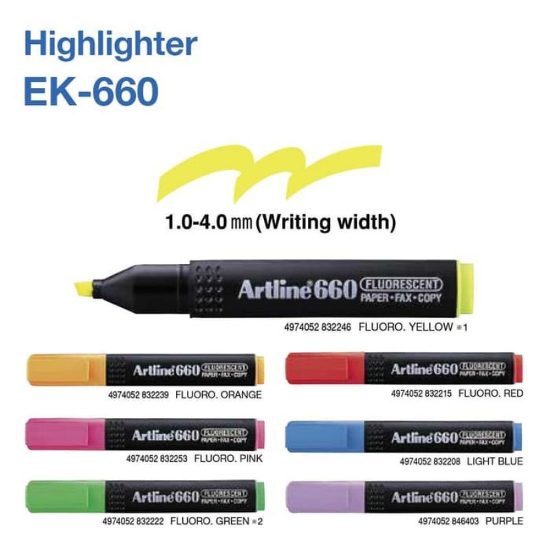 Jual Artline highlighter EK 660 / Stabilo Artline EK 660 | Shopee Indonesia