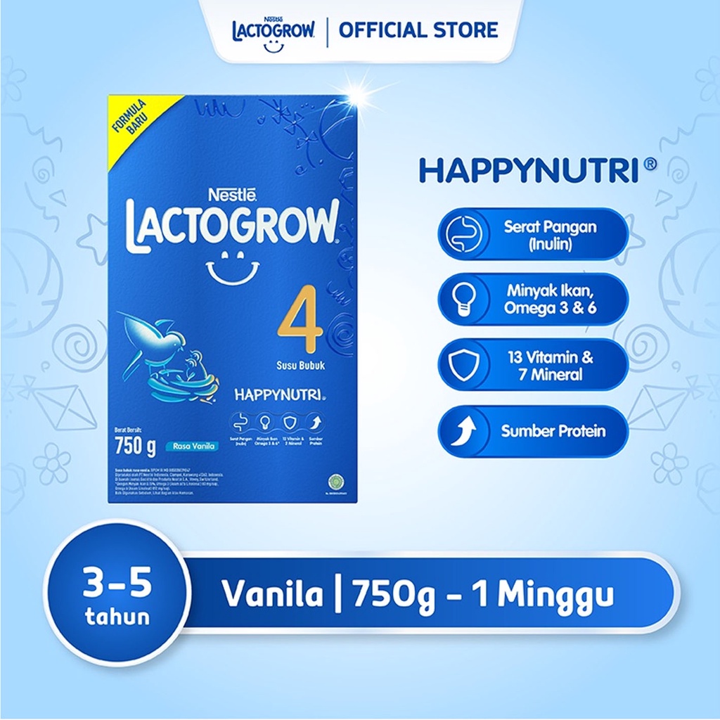 Jual Nestlé Lactogrow 4 Susu Pertumbuhan Rasa Vanila 3-5 Tahun Box 750 ...