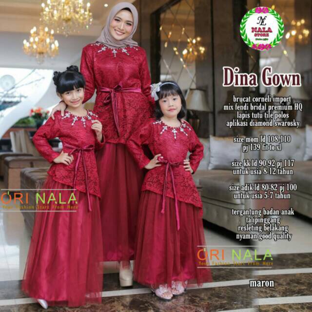Jual DINA GOWN MAXI DRESS ADIK ORIGINAL NALA | Shopee Indonesia